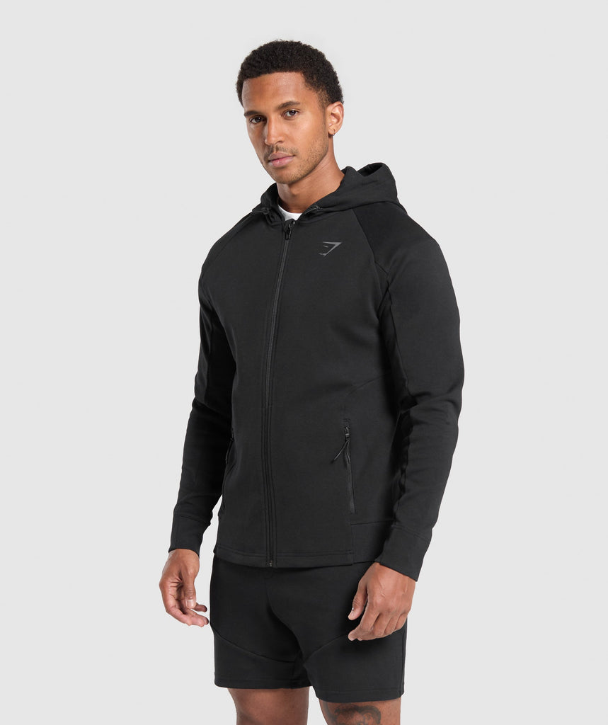 Gymshark Interlock Tech Zip Up Hoodie - Black | Gymshark