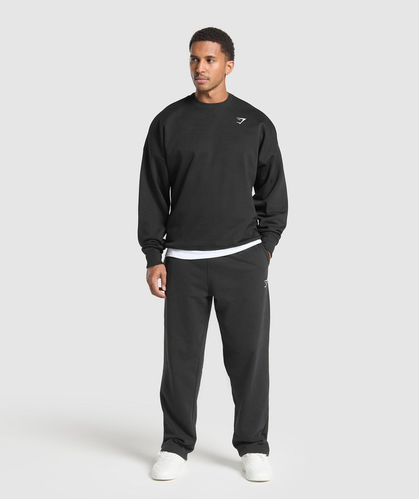 Gymshark Oversized Crest Crew - Black | Gymshark