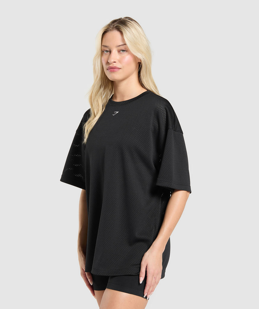 Gymshark Mesh Graphic Oversized T-Shirt - Black | Gymshark
