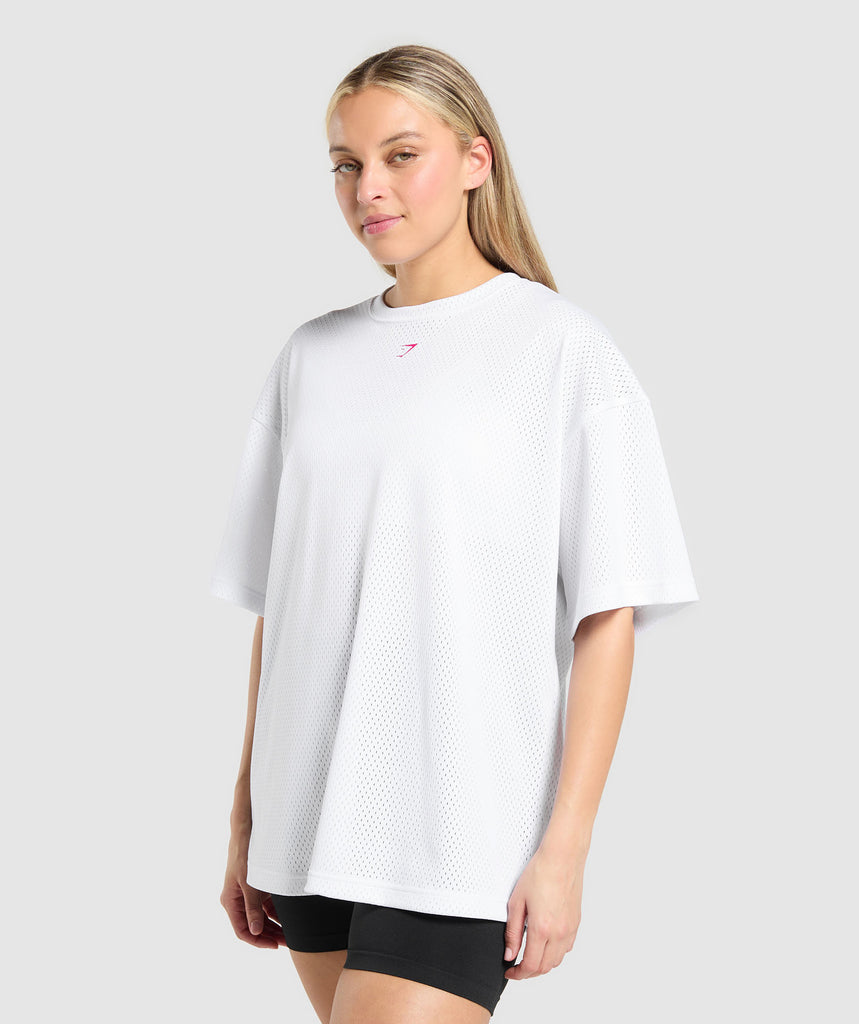 Gymshark Mesh Graphic Oversized T-Shirt - White | Gymshark